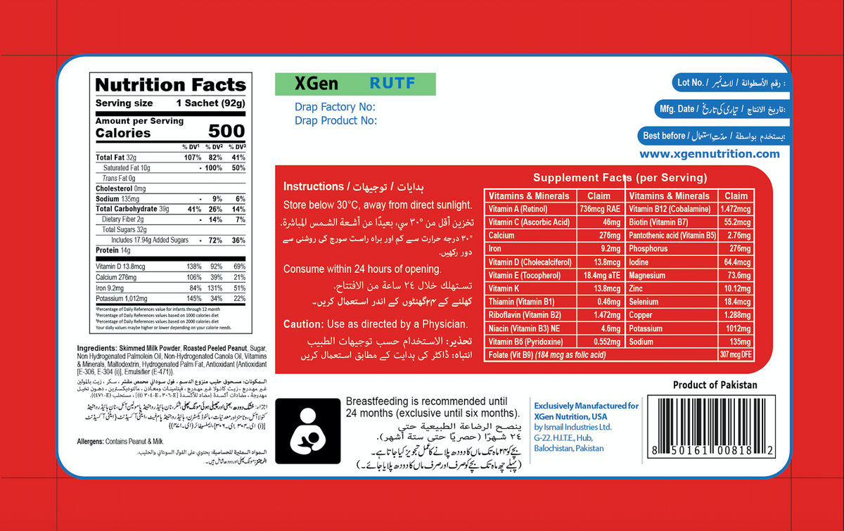 Ready to use Therapeutic Food (RUTF) - Single Packet – XGen Nutrition